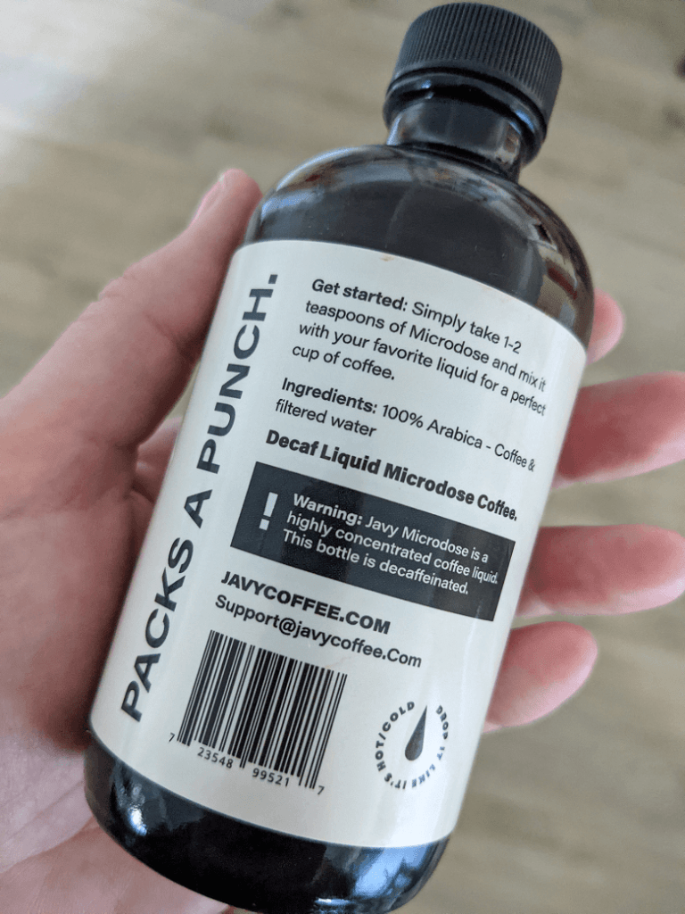 Label of Javy Coffee Concentrate | Mama Has Her Mindful